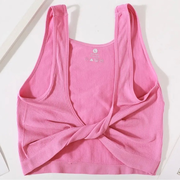 Tops | Rose Pink Twist Tank Top Low Cut Scoop Neck New Athletic ...